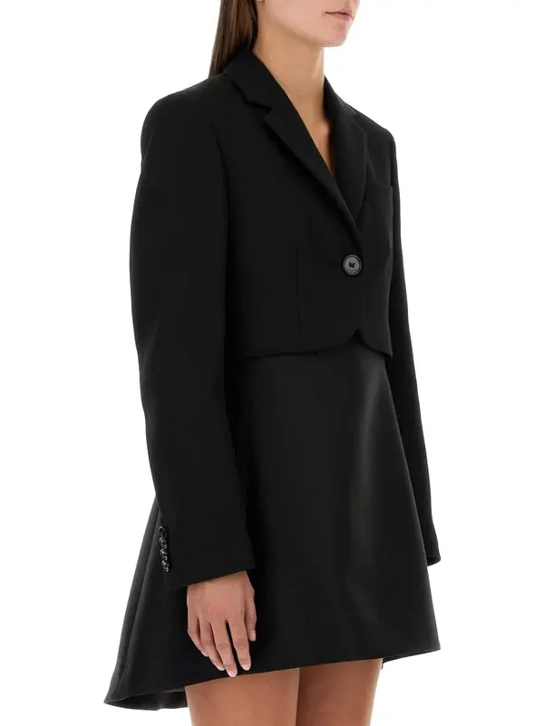 Balenciaga Cropped Single-breasted One-button Wool Blazer - Black