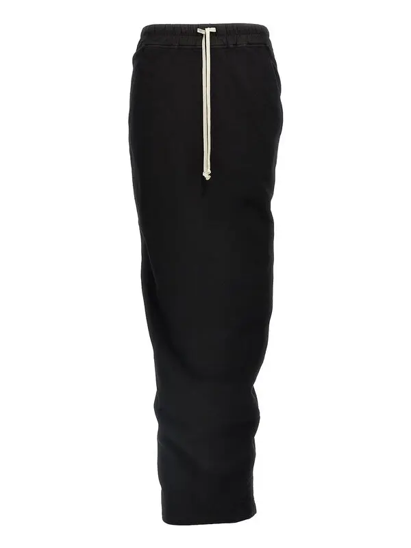 Rick Owens Cotton High-waisted Long Pencil Skirt With Drawstring - Black