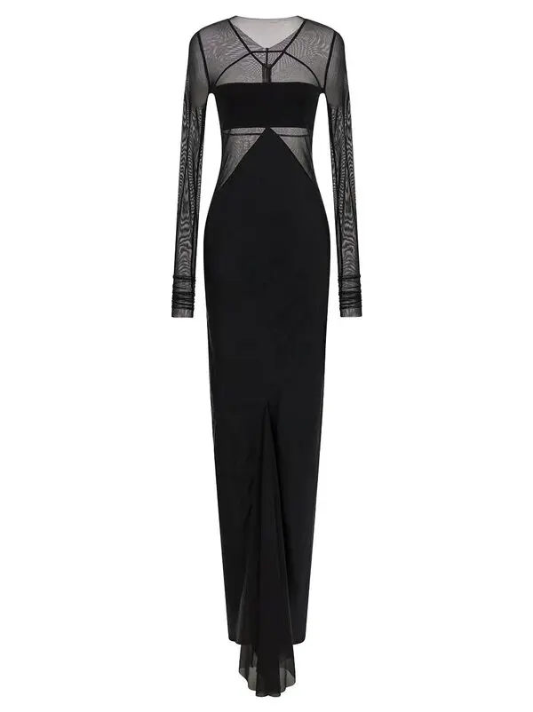 Rick Owens Long-sleeved Stretch-jersey Long Evening Gown - Black
