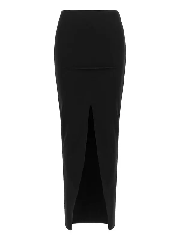 Rick Owens High-waisted Long Pencil Skirt In Viscose Knit With Front Slit - Black