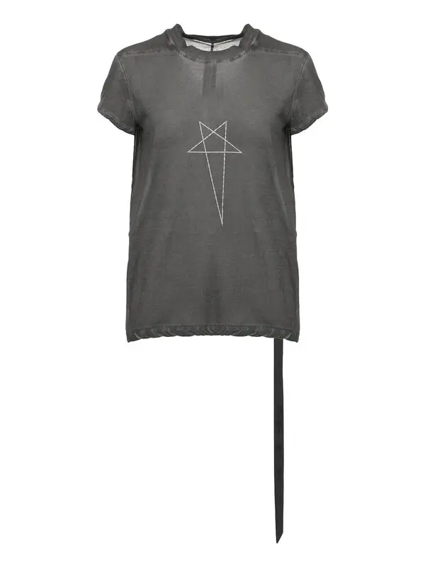 Rick Owens Cotton T-shirt With Contrast Logo And Straps - Grey