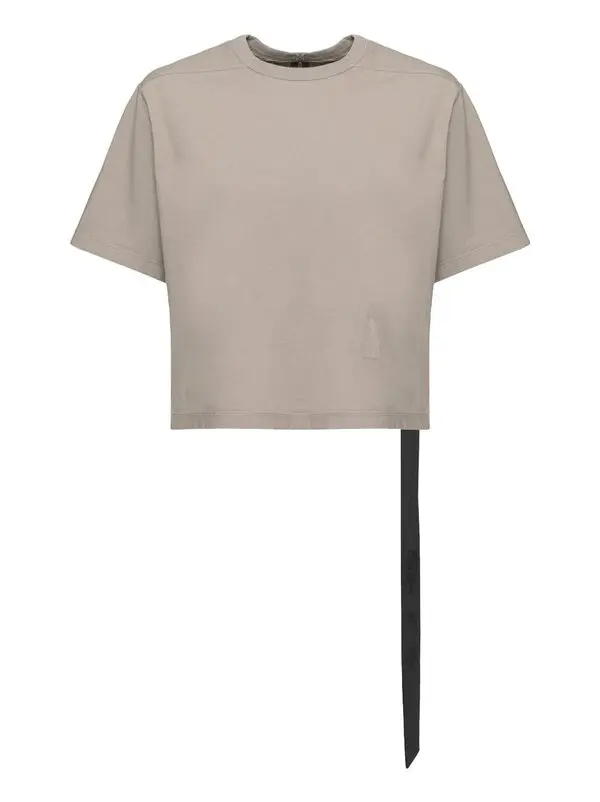 Rick Owens Cotton Crew Neck T-shirt With Decorative Straps - Grey