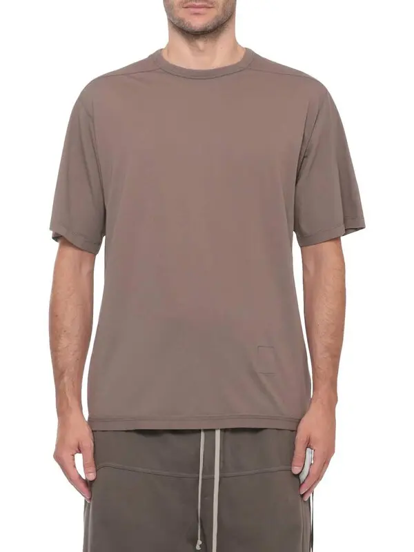 Rick Owens Crewneck Cotton T-shirt With Decorative Straps - Grey