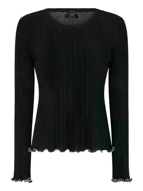 Pinko Ribbed Sweater With Jewel Edges - Black