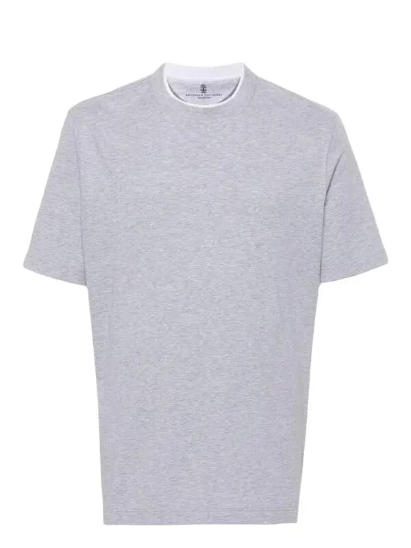 Brunello Cucinelli Layered-effect Crewneck T-shirt - Gray