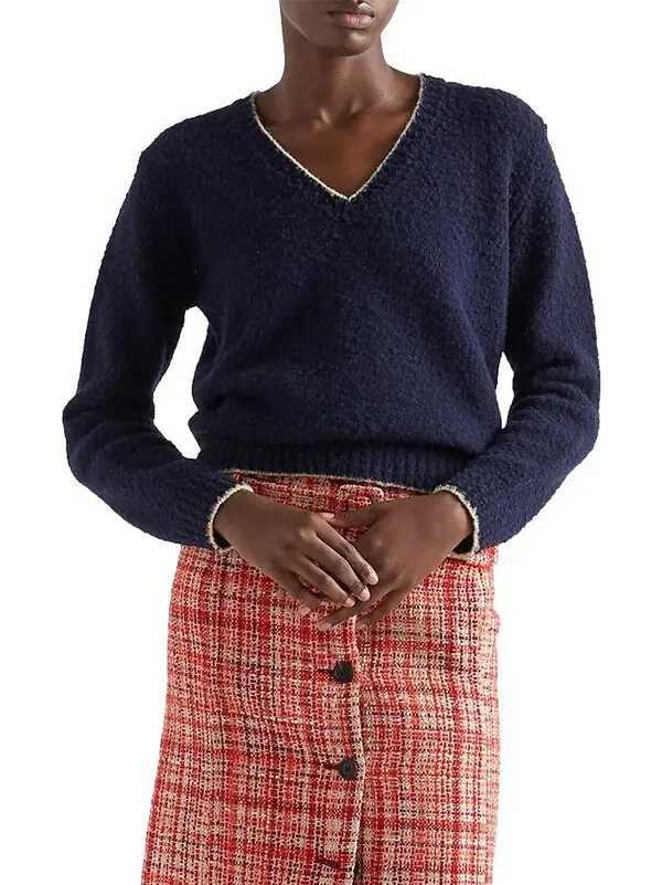 Prada Wool V-neck Sweater - Blue