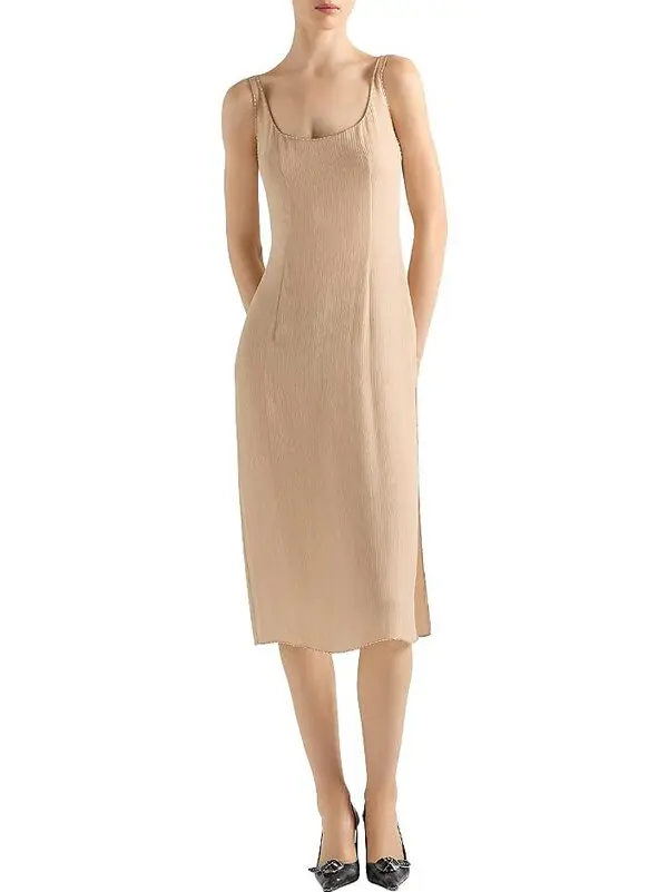 Prada Embroidered Triple Chiffon Dress - Neutral