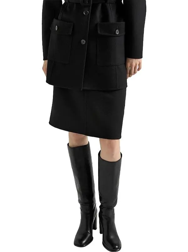 Prada Double Cloth Midi Skirt - Black