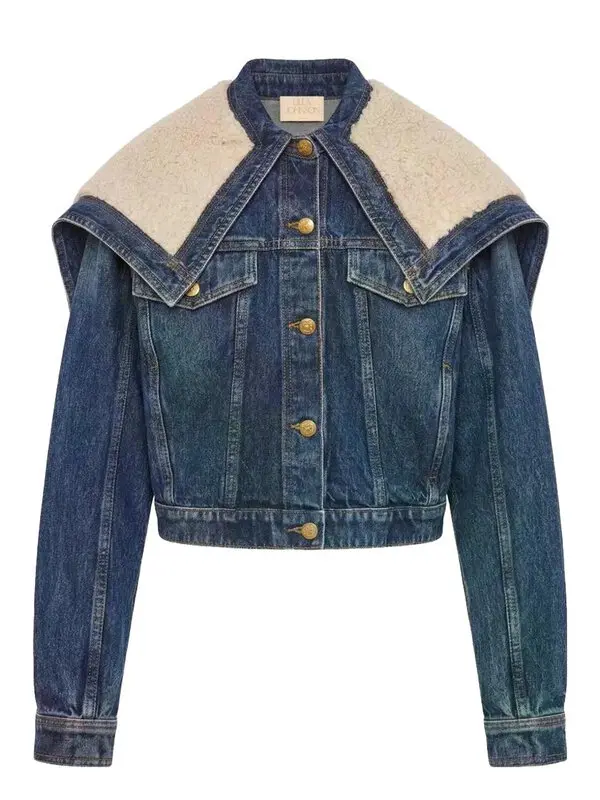 Ulla Johnson Sybil Shearling-collar Denim Jacket - Blue