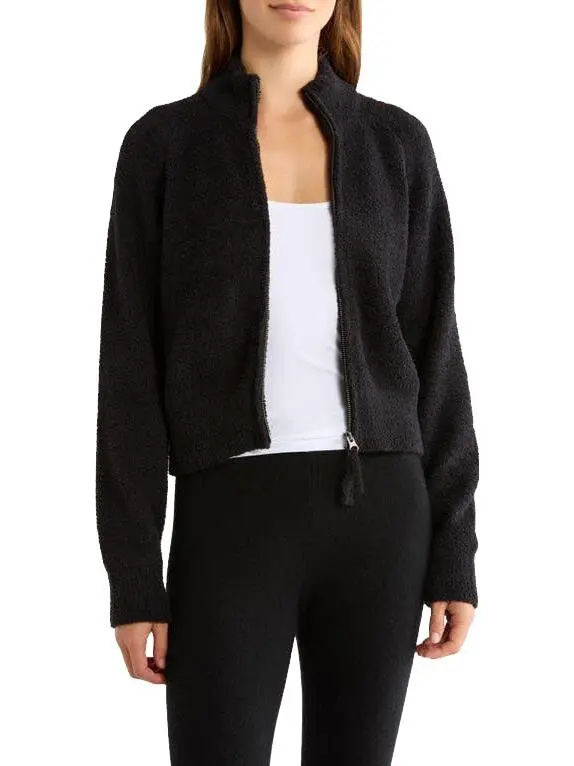 Barefoot Dreams X Frankies Bikinis Cozychic® Bea Zip-up Knit Sweater - Black