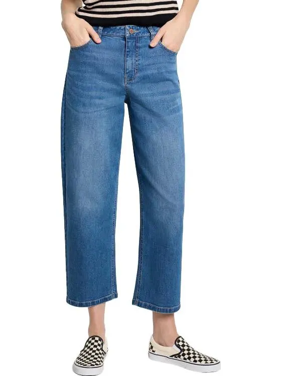 NIC+ZOE High Waist Barrel Leg Jeans - Atlantic