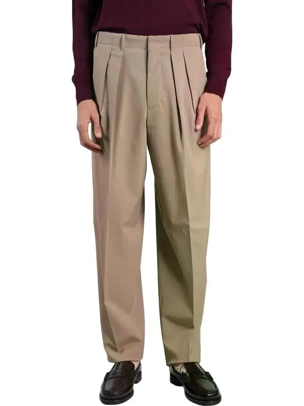 PT TORINO Pleated Straight-leg Trousers - Brown