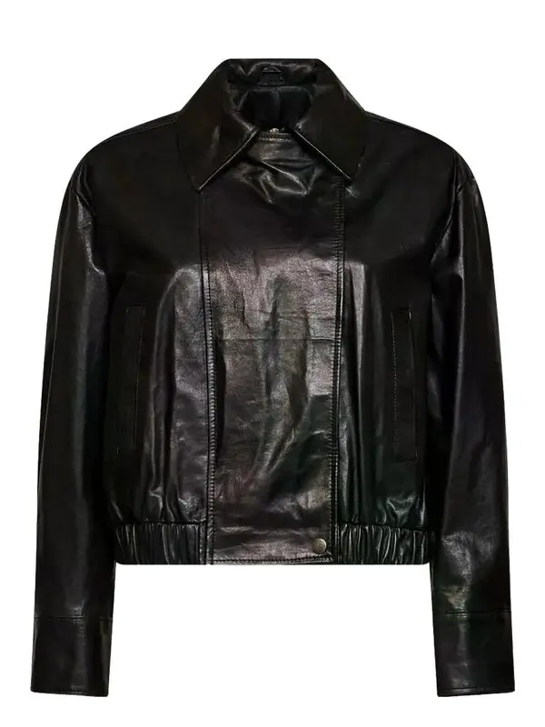 KAOS Elasticated Leather Jacket - Black