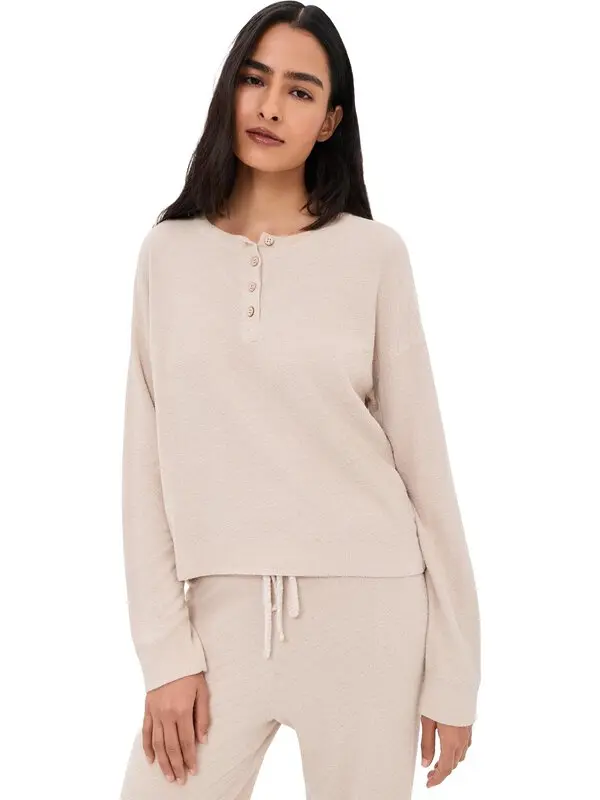 Barefoot Dreams Ccul Diamond Quilt Henley - Stone