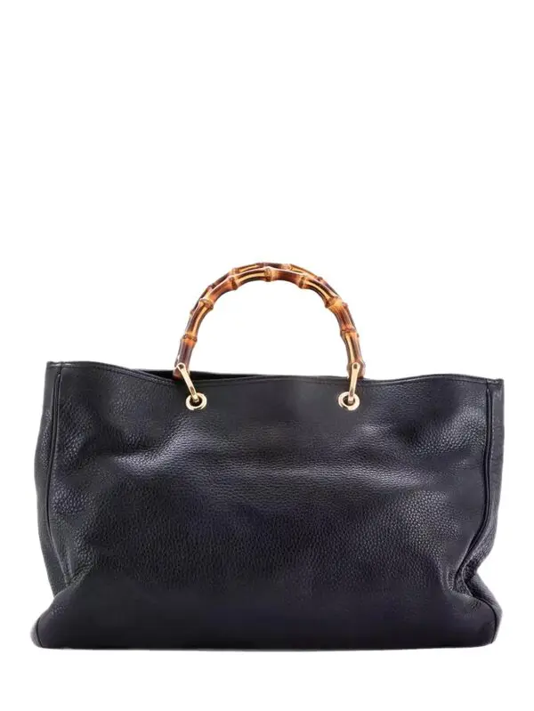 Gucci Bamboo Shopper Leather Large Tote Bag - Onyx