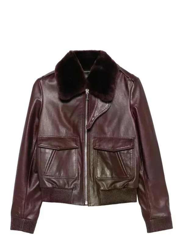 Barbara Bui Shearling-collar Leather Jacket - Red