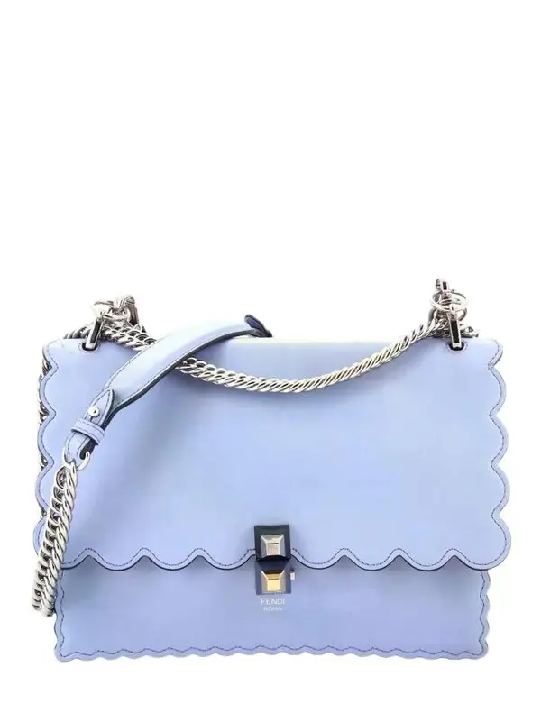 Fendi Kan I Bag Leather Medium Shoulder Bag - Blue
