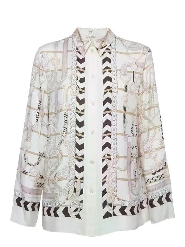 Hermès Buckle-print Silk Shirt - Neutrals