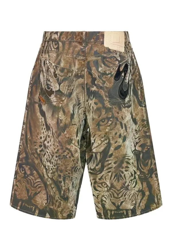 PDF Tiger-print Shorts - Brown