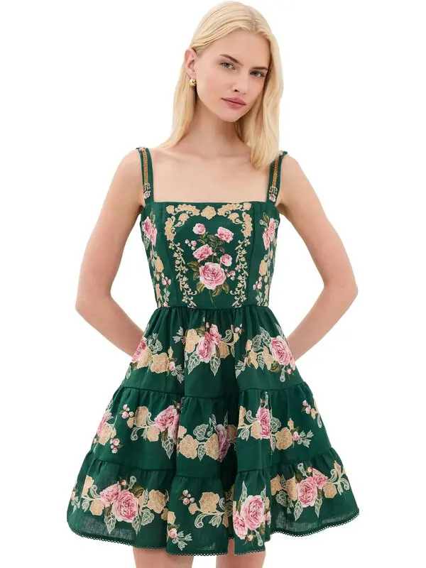 Agua Bendita Lima Nostalgia Linen Mini Dress - Multicolor