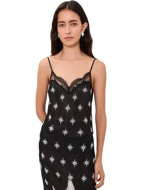 FLEUR DU MAL Star Embellished Top - Black/silver