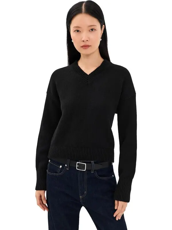 Daughter Sora Slouch V Neck Wool Sweater - Black