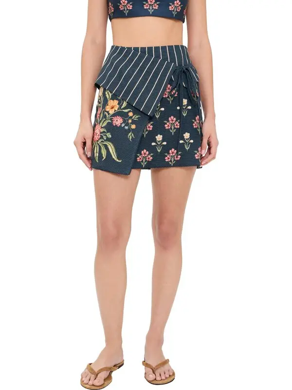 Agua Bendita Arte Isolda Linen Skirt - Multicolor