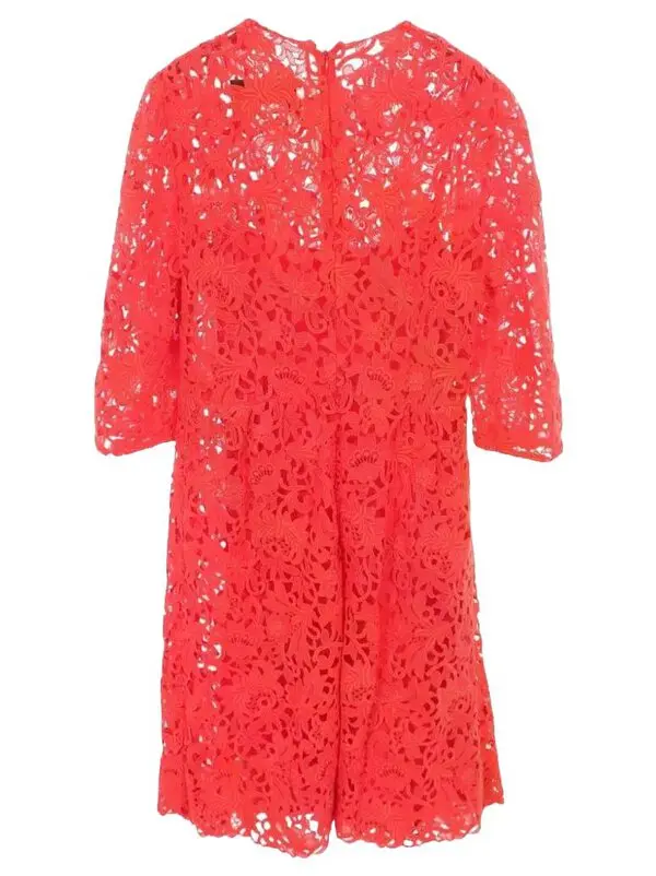 Valentino Garavani 2010s Floral Lace-detail Midi Dress - Red