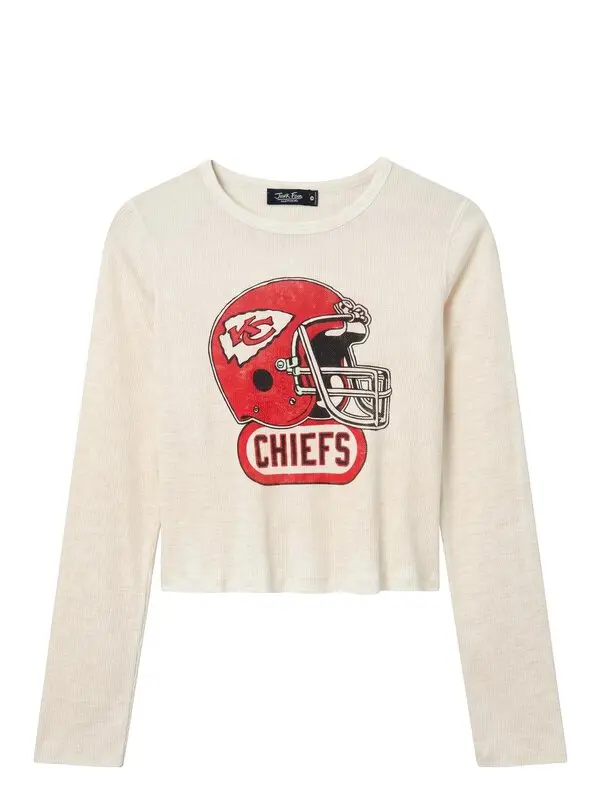 Junk Food Kansas City Chiefs Helmet Graphic Cropped Thermal T-shirt - Birch
