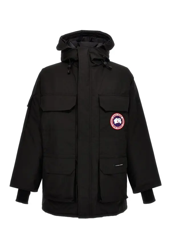 Canada Goose Parka With Logo Patch - Black