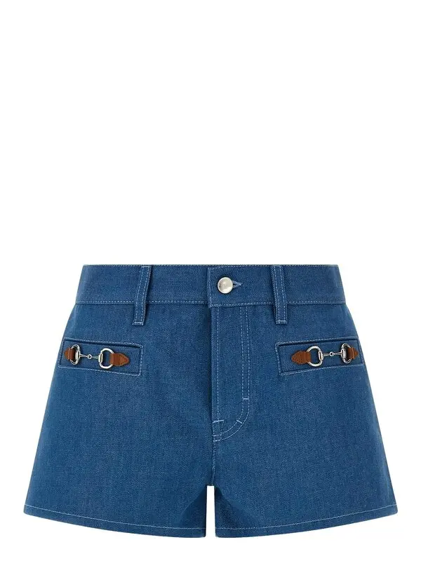 Gucci Denim Shorts With Horsebit Detail - Blue