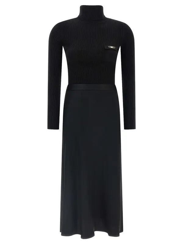 Elisabetta Franchi Knit And Satin' Dress - Black