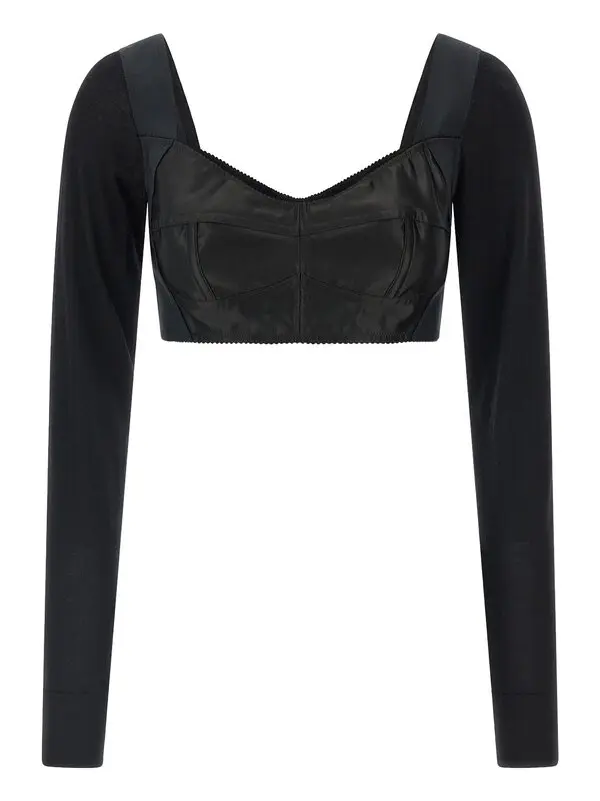 Dolce & Gabbana Cropped Bustier Top - Black