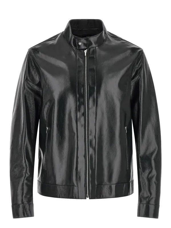 Fendi Leather Blouson With Ff Metal Plaque - Blue