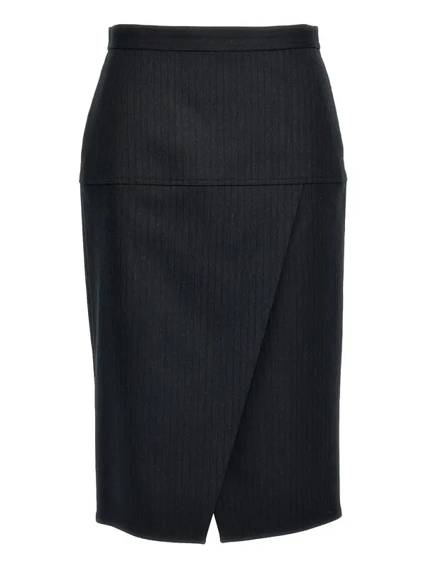 Fendi Pinstriped Wool' Skirt - Gray
