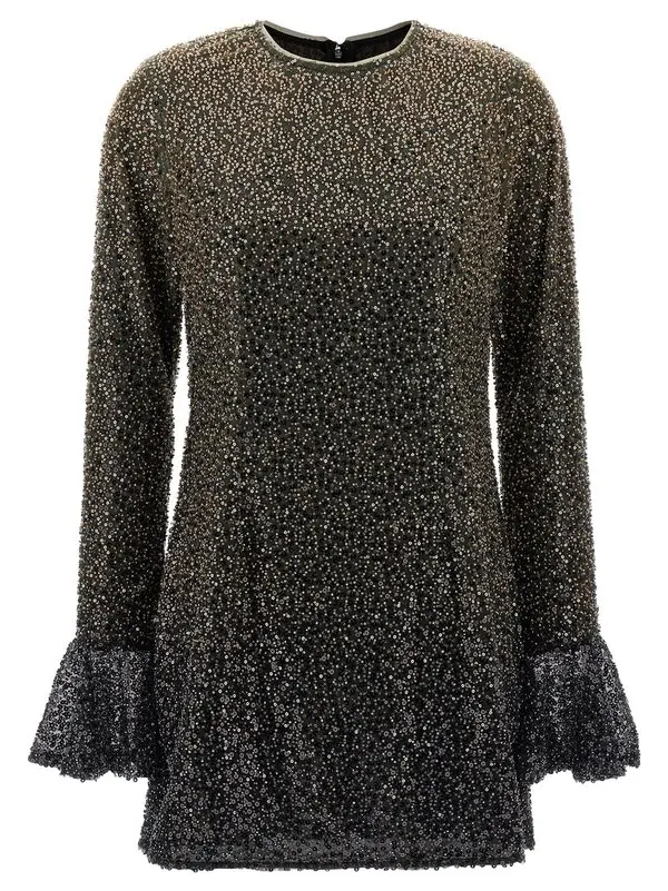 ROTATE BY BIRGER CHRISTENSEN Mini Dress With Gradient Sequins - Brown
