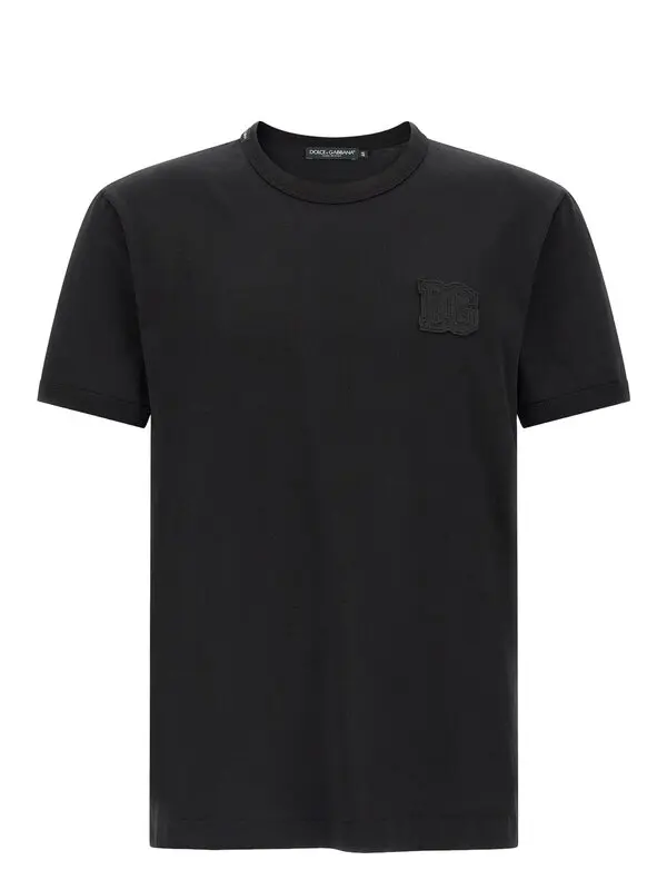 Dolce & Gabbana T-shirt With Dg Patch - Black