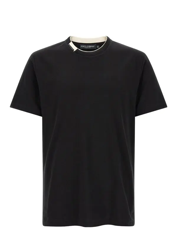 Dolce & Gabbana Double-layer Collar T-shirt - Black