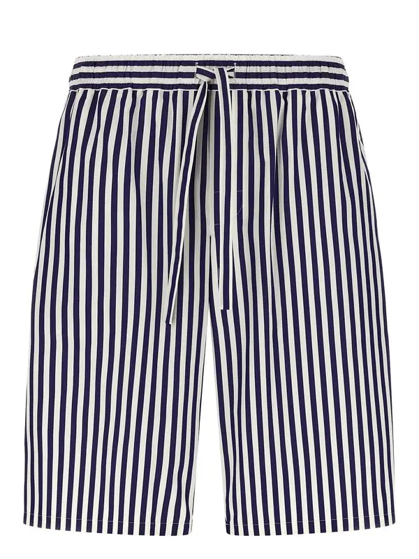 Dolce & Gabbana Striped Bermuda Shorts With Drawstring Waist - Blue