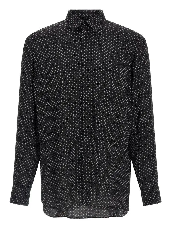 TOM FORD Geometric Print Silk Shirt - Black