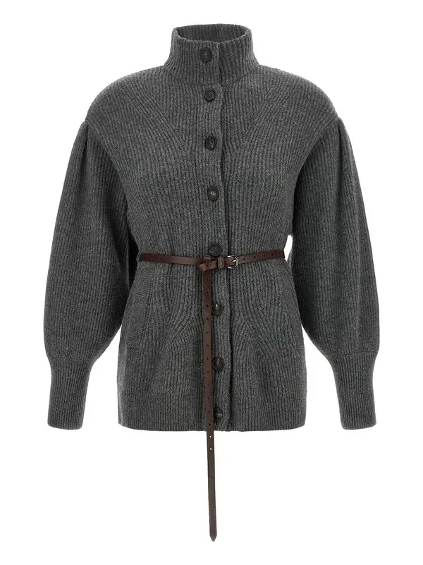 Brunello Cucinelli Belted Cardigan - Gray