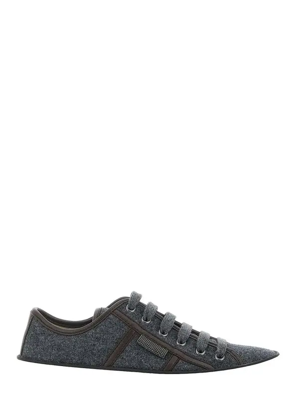 Brunello Cucinelli Shiny Tab' Sneakers - Gray