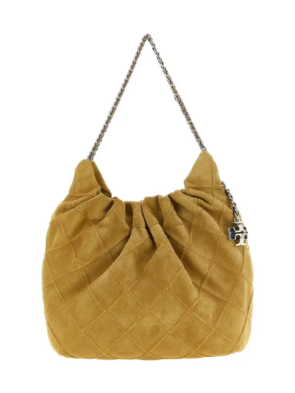 Tory Burch Diamond Quilted Shoulder Bag - Beige