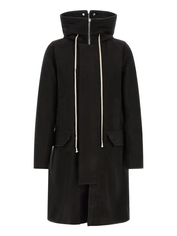 Rick Owens Parka Elongated Drawstring Detail - Black
