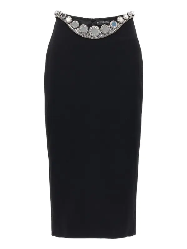 David Koma Octopus Circle Embr Waistband' Skirt - Black