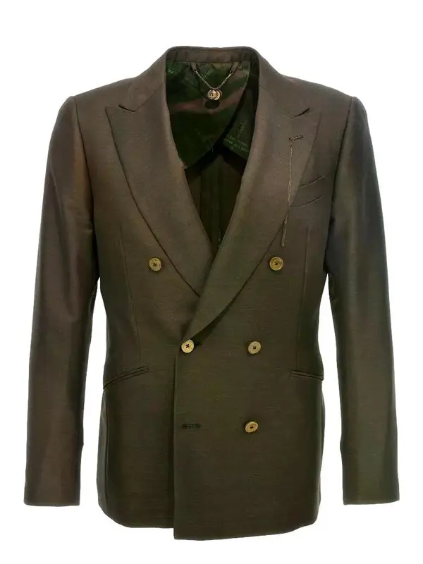 MAURIZIO MIRI Double-breasted Wool Blazer - Brown