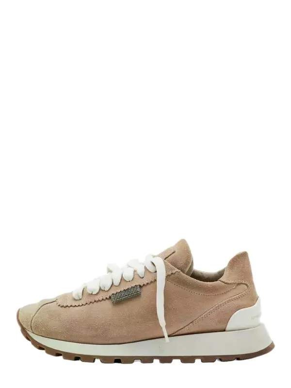 Brunello Cucinelli Monili Suede Sneakers - Neutrals