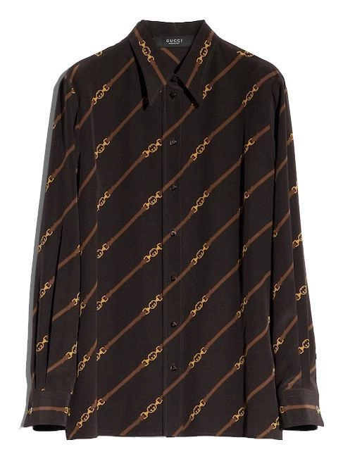 Gucci Printed Silk Crêpe De Chine Shirt - Brown
