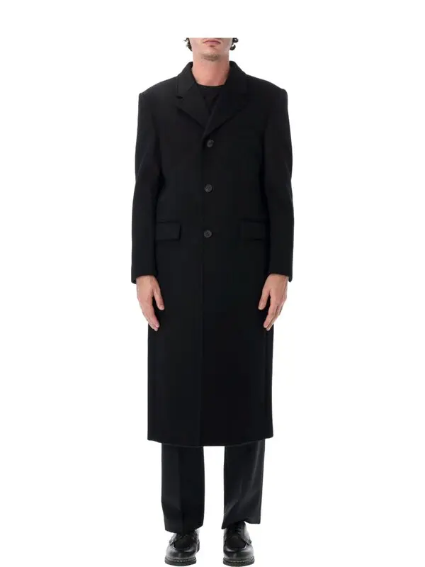 DUNST Single-breasted Long Coat - Black