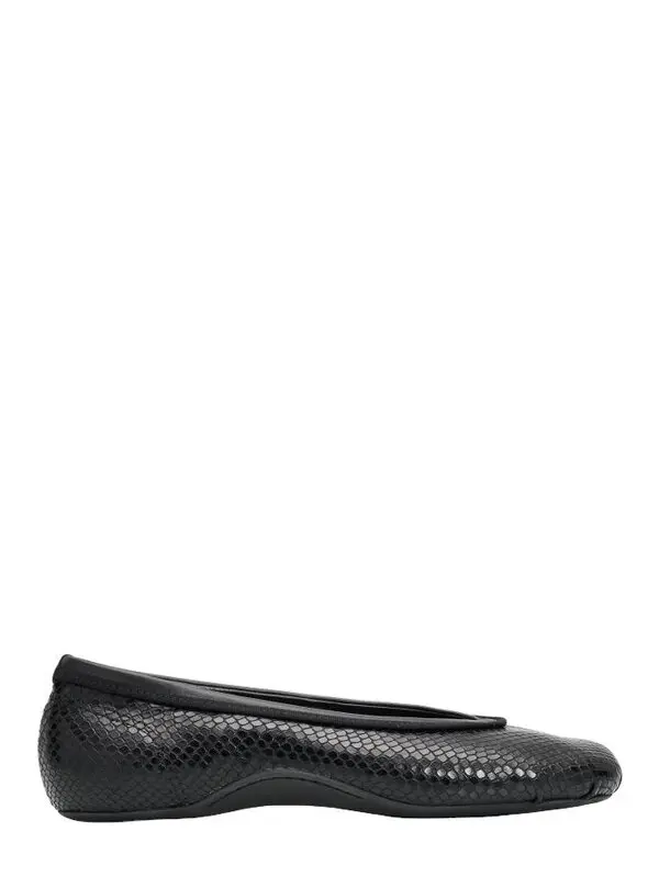Dries Van Noten Mosaicon Snake-embossed Leather Ballet Flats - Black